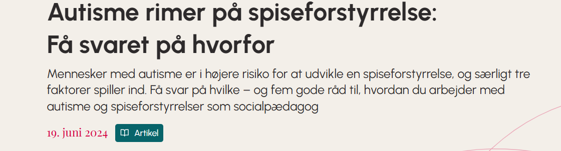 Både spiseforstyrrelser og “transkønnethed” har et meget stort overlap med autisme. Men det ...